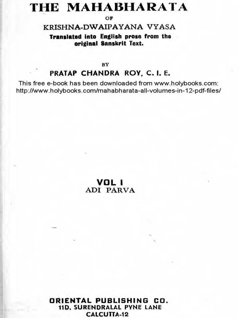 Mahabharata VOL 1 | PDF | Mahabharata | Hindu Mythology