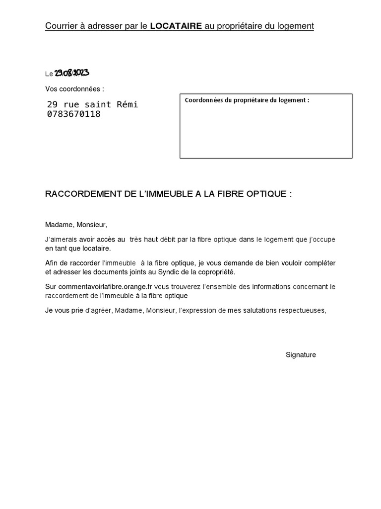 Courrier Locataire Et Proprietaire | PDF