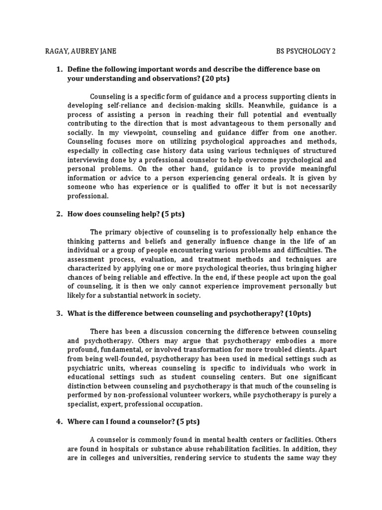 Assignment #1 Definition of Counseling | PDF | Psychotherapy | Psychology