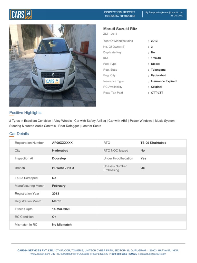 Inspection Report 4029888 1666782482 | PDF | Car Body Styles | Private ...