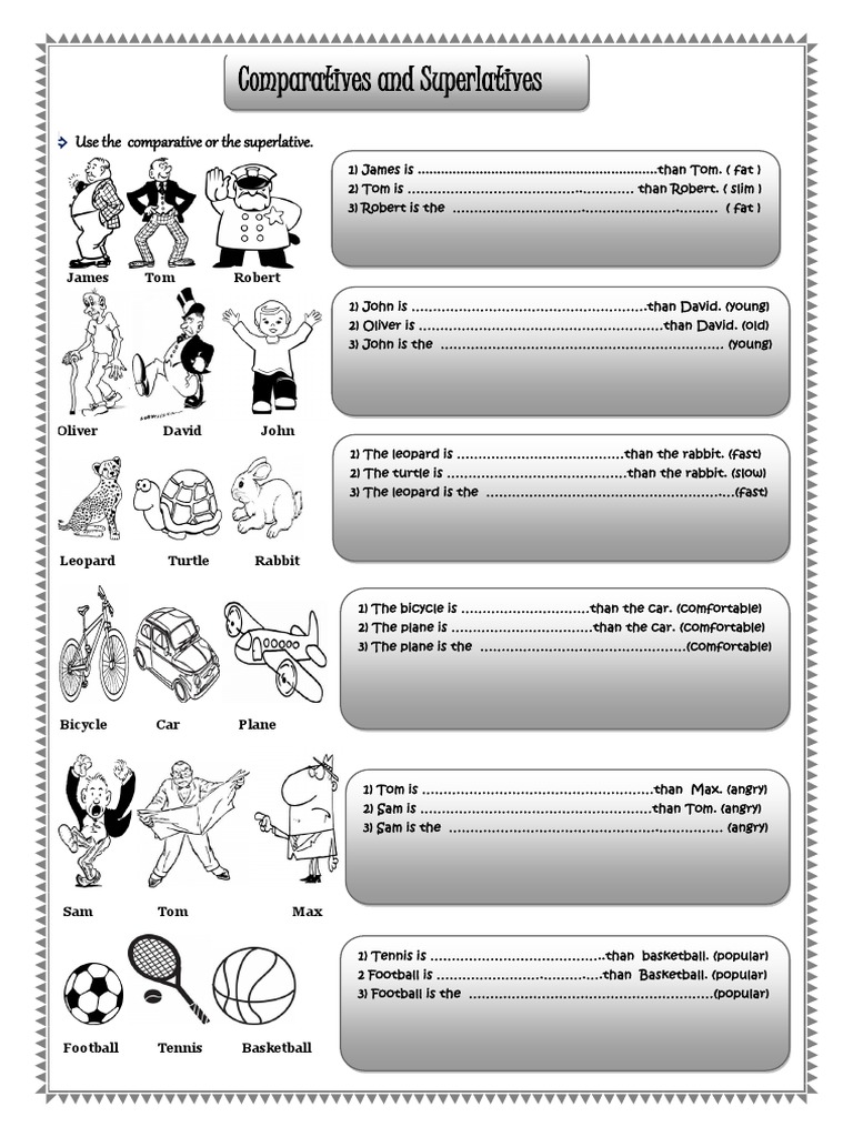 Comparatives and Superlatives Exercises | PDF | History | Sports ...