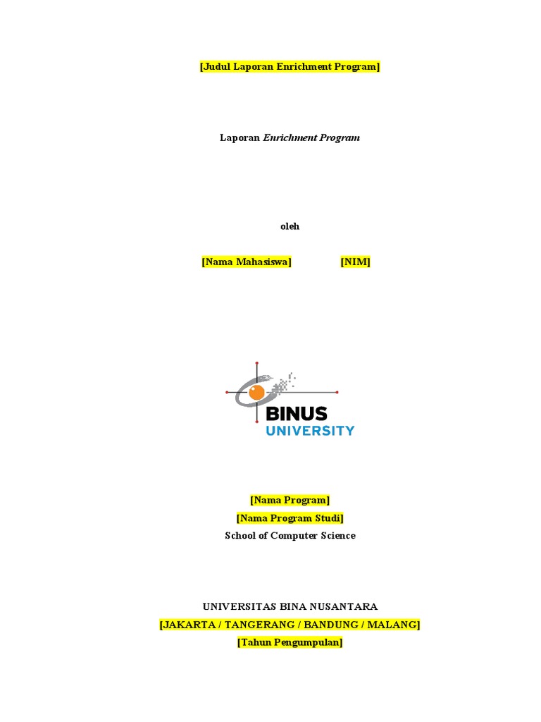 Laporan Enrichment Program BINUS | PDF