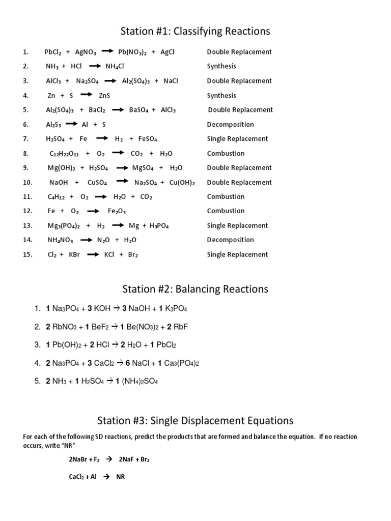 Classifying and Balancing Reactions | PDF | Chemical Reactions ...