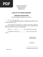 RA 11261 Form 1 - Barangay Certification | PDF