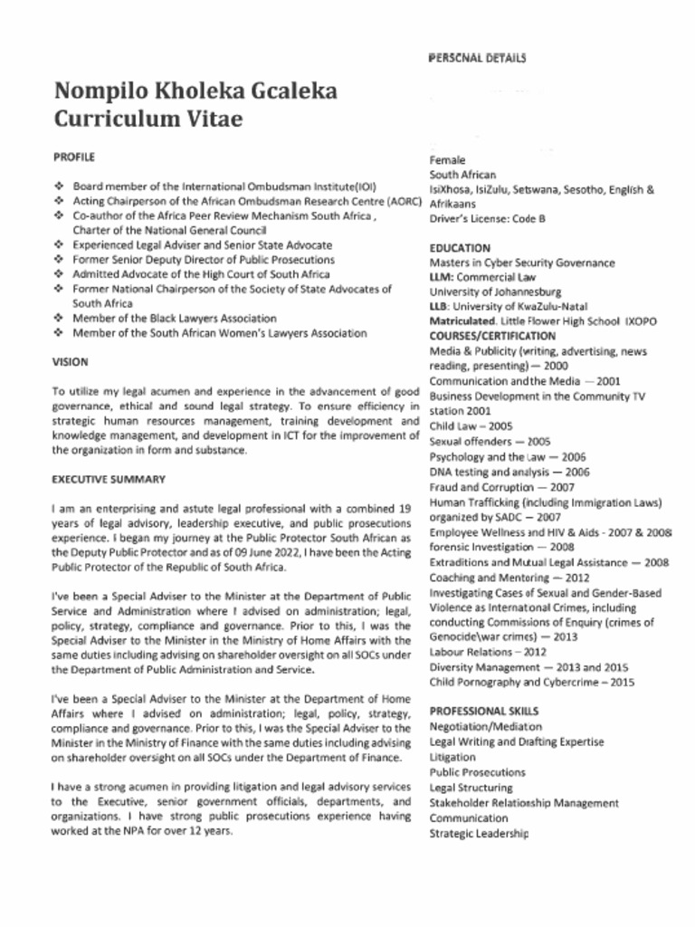 CV-Adv NK Gcaleka | PDF