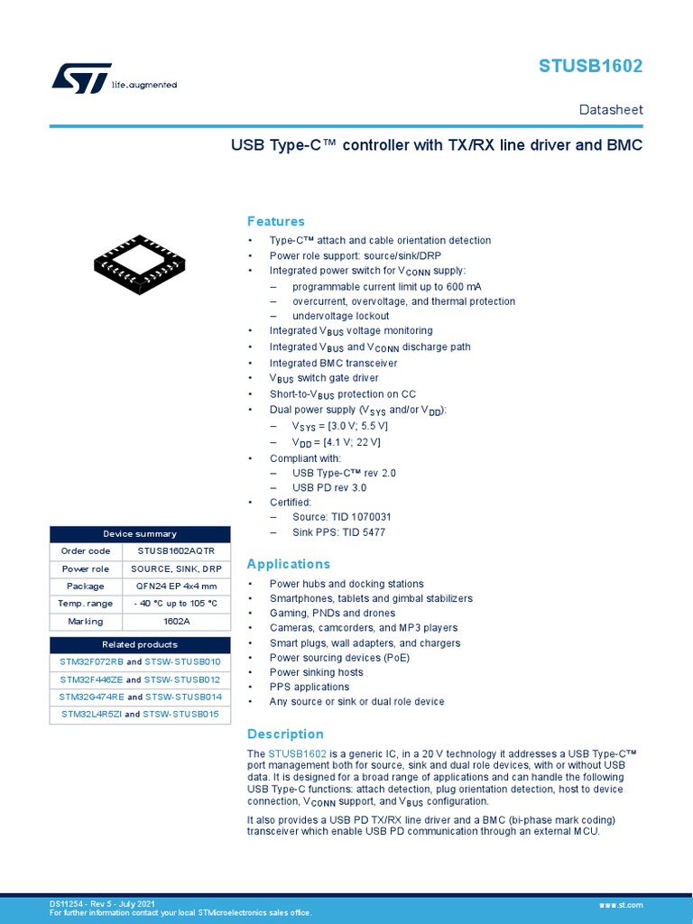 Stusb 1602 | PDF | Usb | Computer Networking