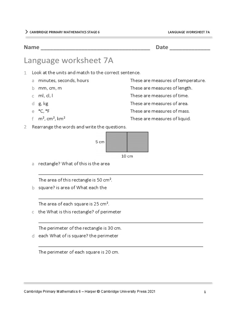 Prim Maths 6 2ed TR Lang Ws 7a PDF | PDF