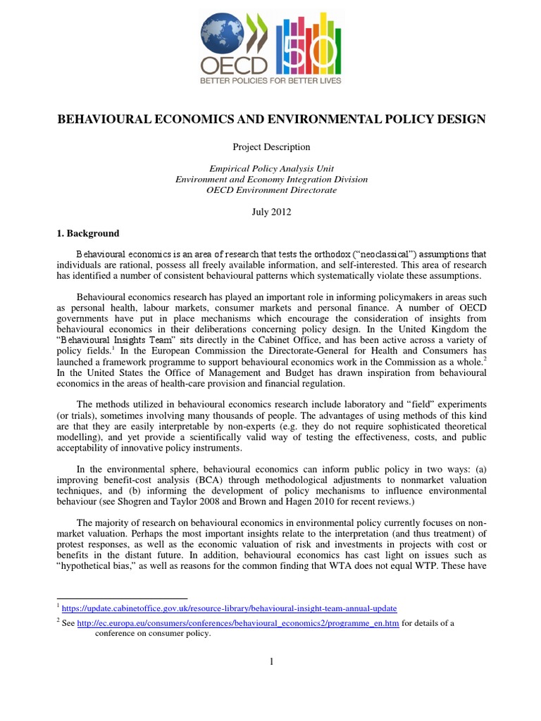 Behavioural Economics and Environmental Policy Design | PDF ...