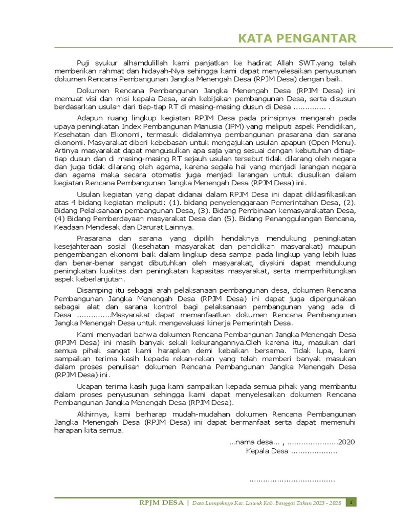 01.c. Dokumen RPJM Desa 2020-2025 | PDF
