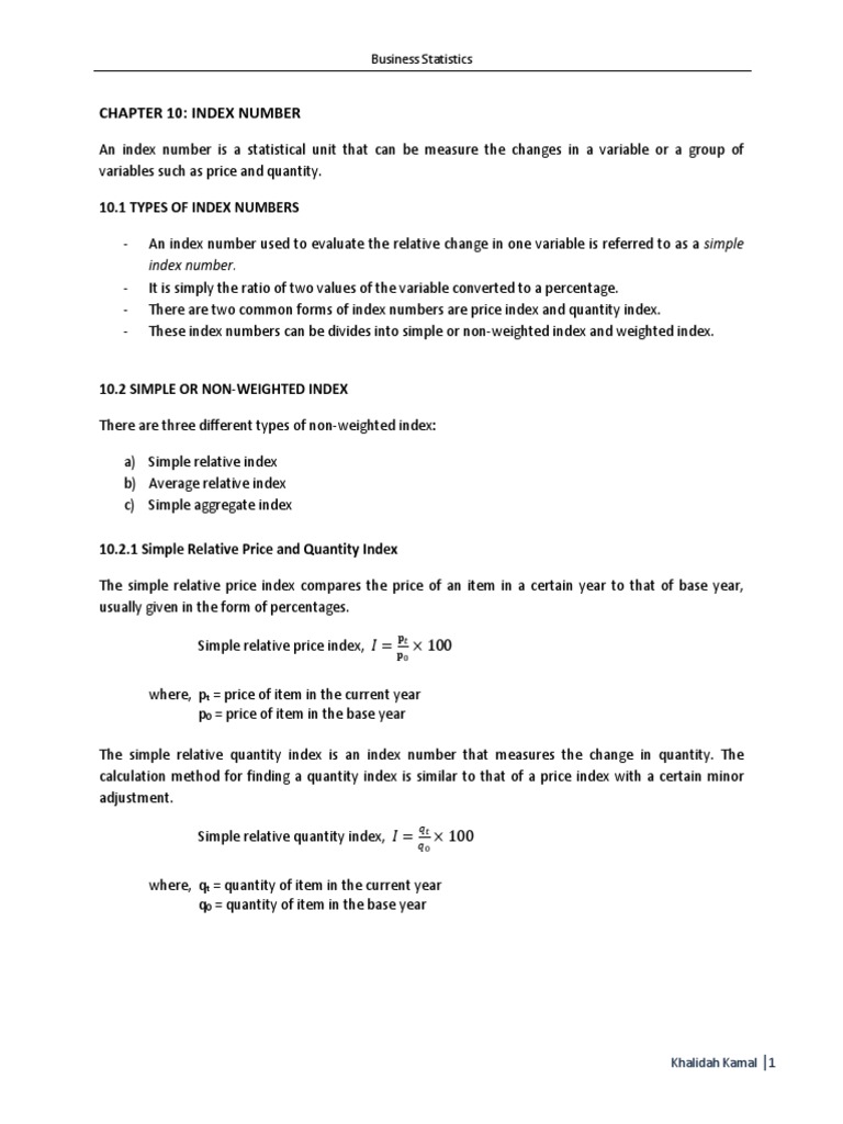 CHP 4 Index Number | PDF | Price Indices | Index (Economics)