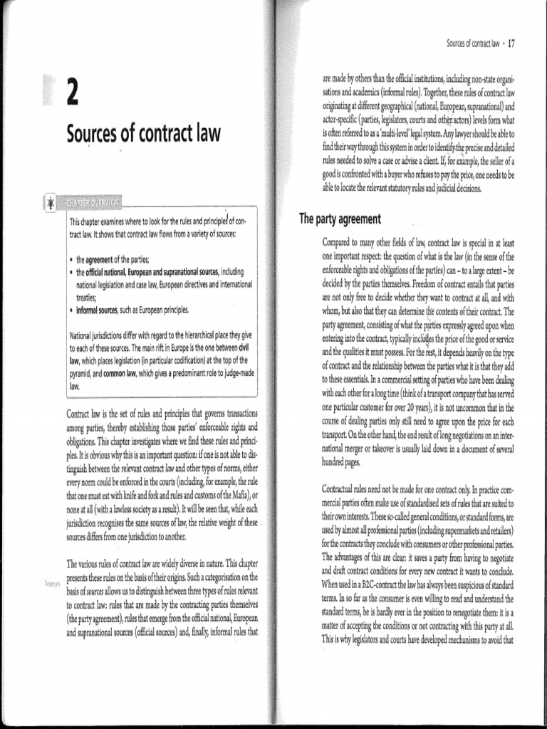 2 - Smits - Chapter 2 Sources of Contract Law | PDF