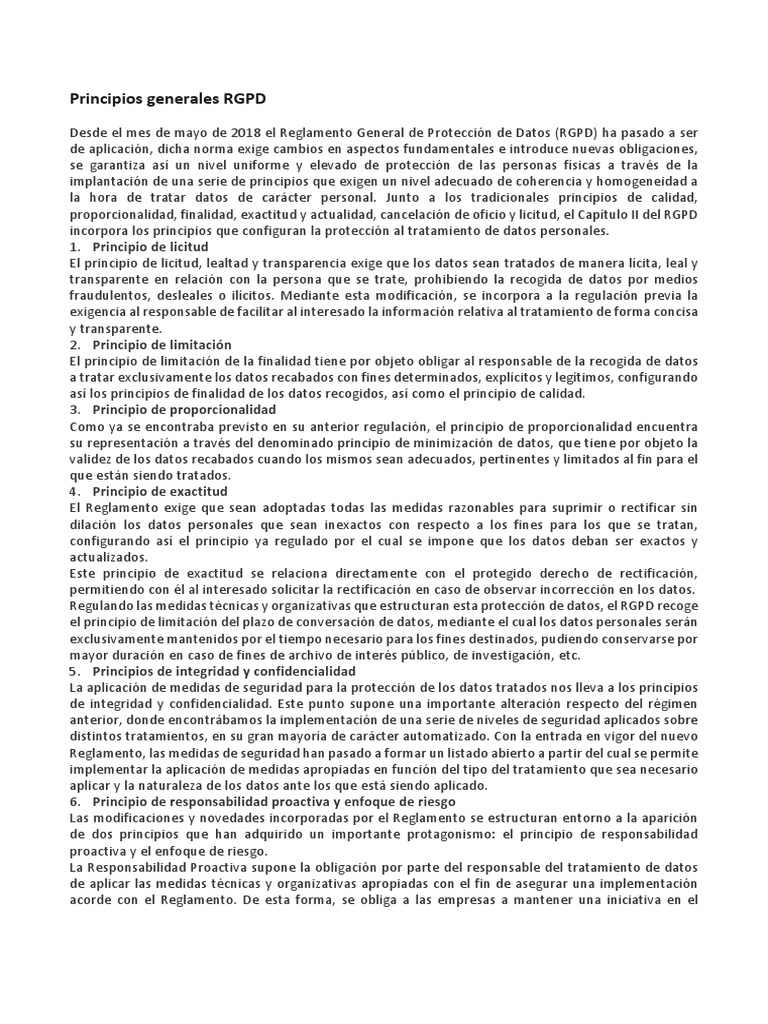 Principios Clave del RGPD en 2023 | PDF | Negocios