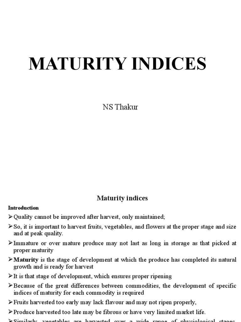 Maturity Indices | Download Free PDF | Physical Sciences