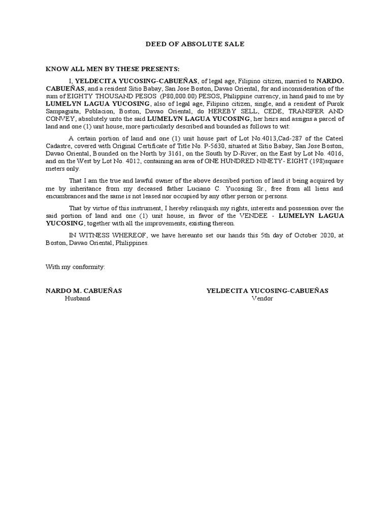 Deed of Absolute Sale | PDF