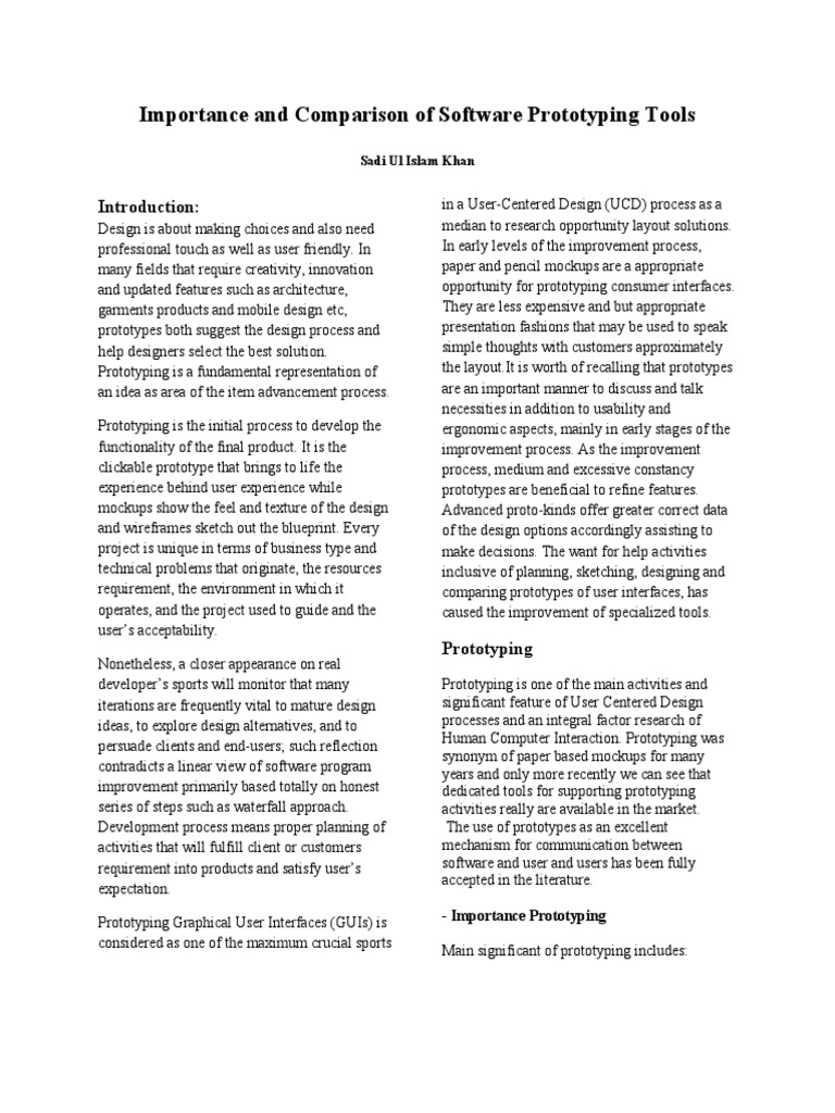 Importance and Comparison of Software Prototyping Tools | PDF | Software Prototyping | Usability