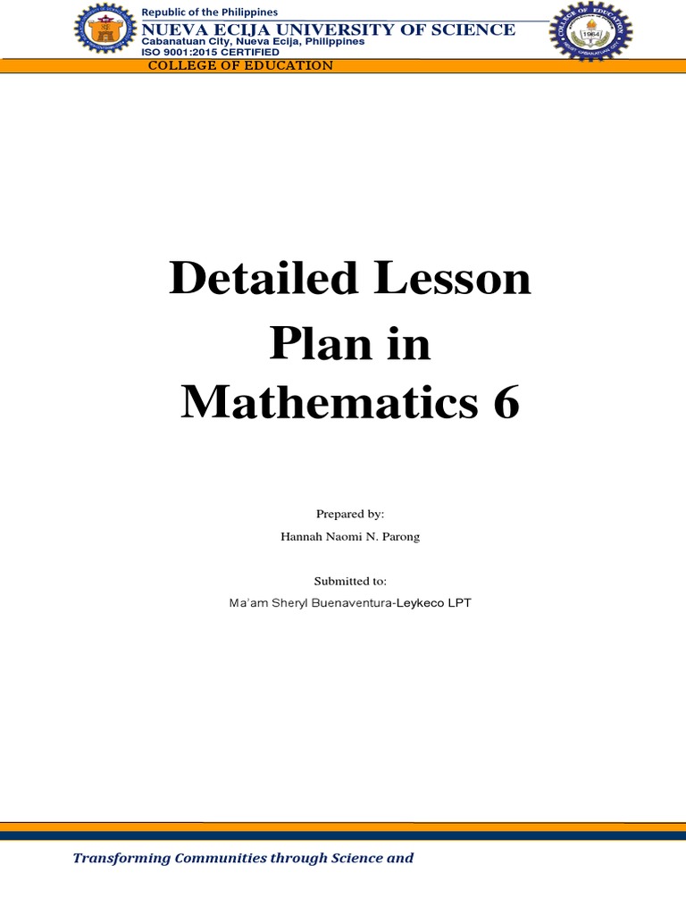 Detailed Lesson Plan Math | PDF | Probability | Numbers
