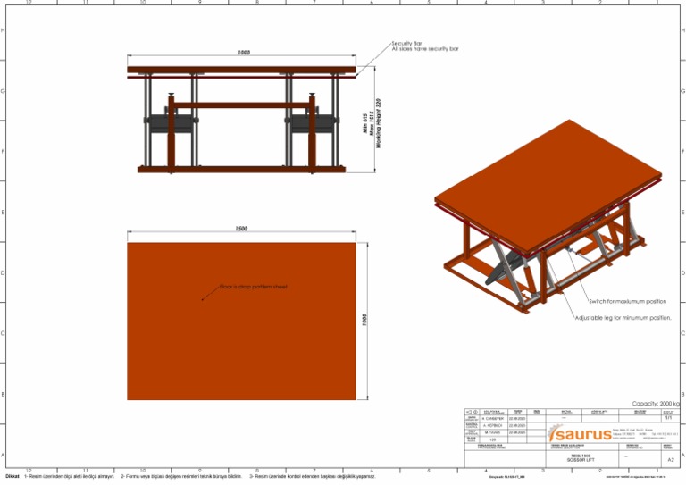 Saurus 1500X1000... 2000 KG Scissor Lift (Rom - 2309) | PDF