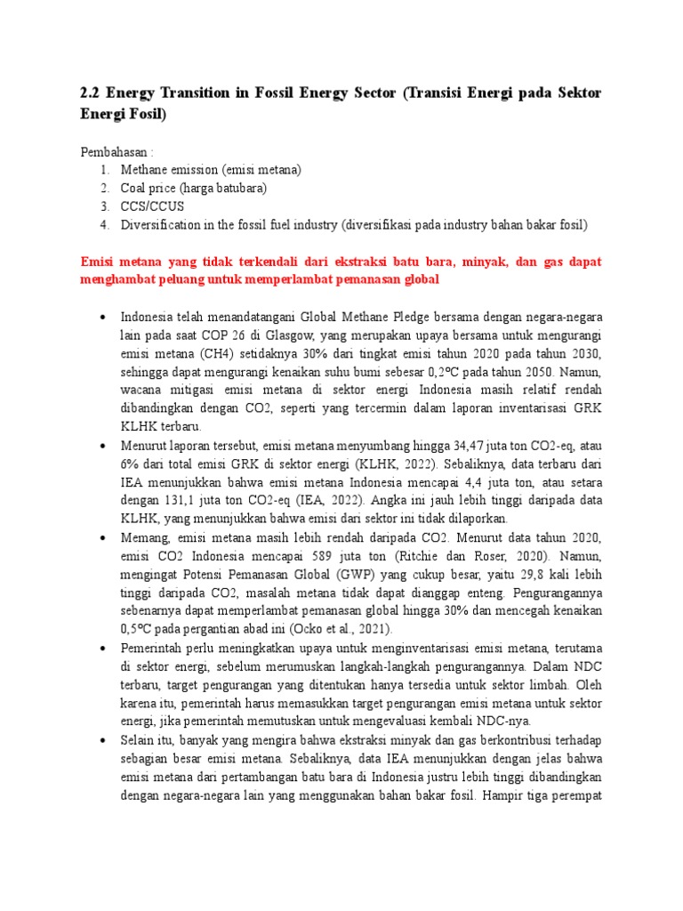2.2 Energy Transition in Fossil Energy Sector (Transisi Energi Pada ...