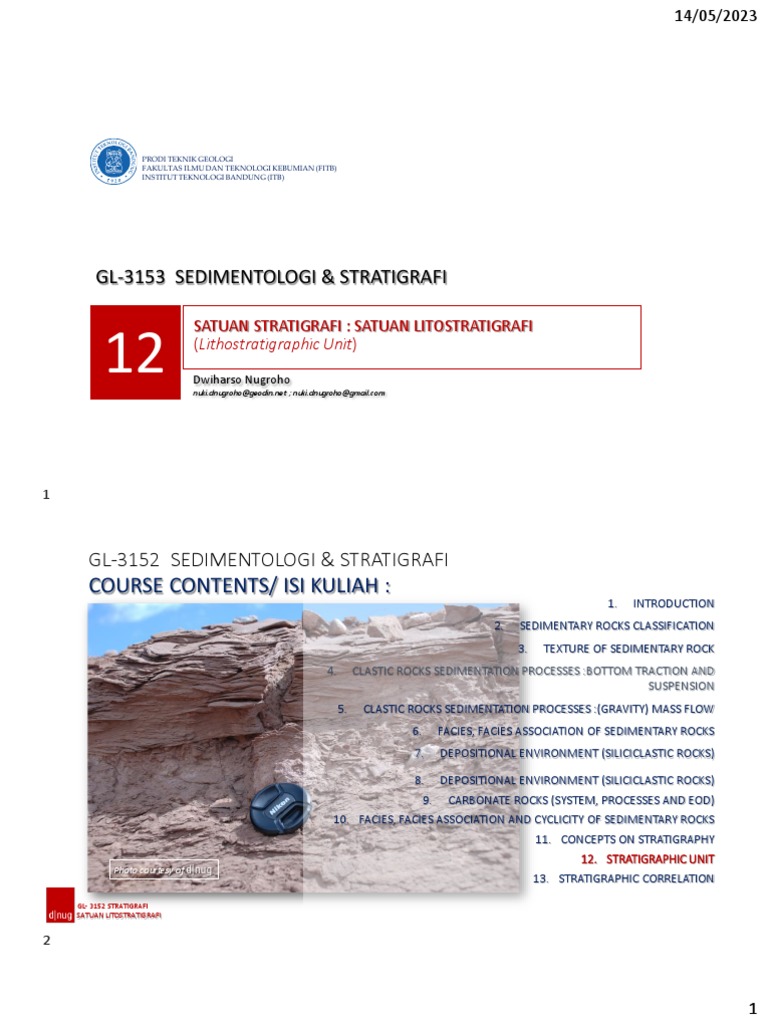 12 Stratigrafi - Satuan Litostratigrafi dnug | PDF | Geological ...