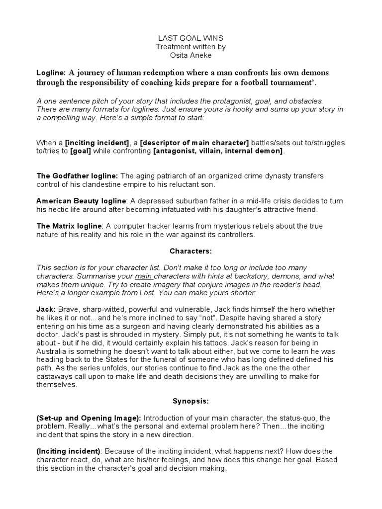 Film TV Treatment Template | PDF