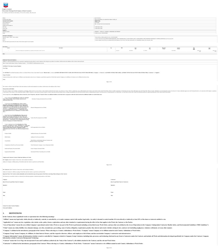 Consignee / Purchaser: Chevron Global Technology Services Company, A ...