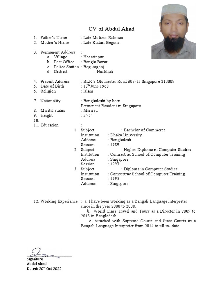 CV of Abdul Ahad | PDF