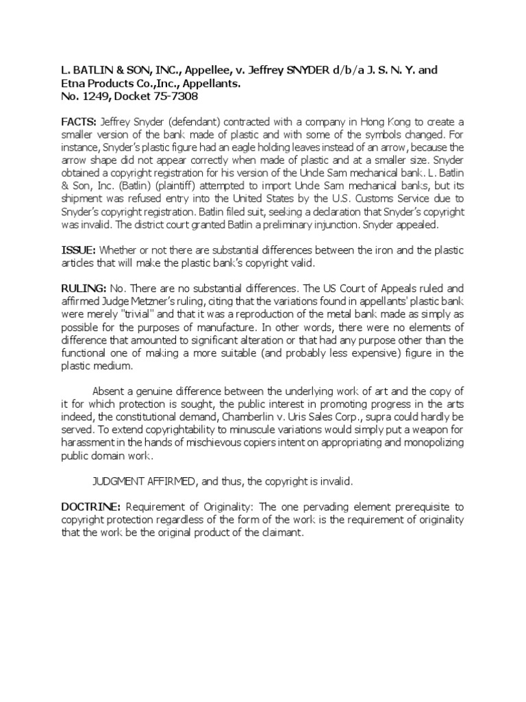 Mejia - L.batlin VS Snyder | PDF