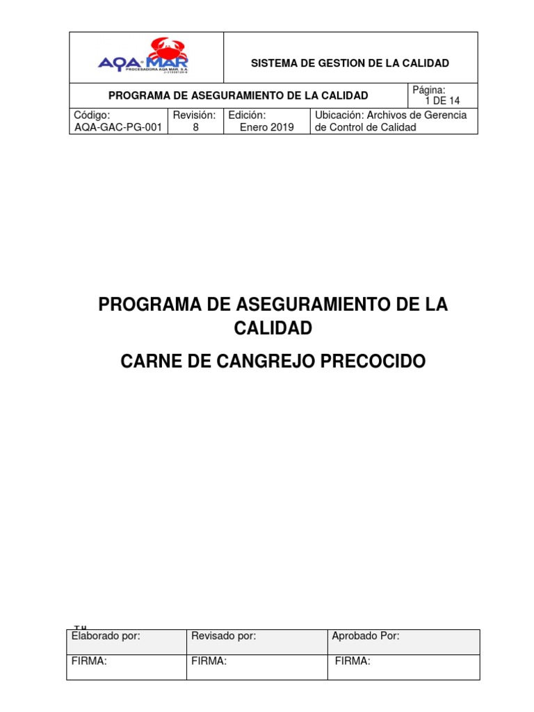 Programa de Aseguramiento de La Calidad | PDF | Calidad (comercial) | Análisis de Riesgo y ...