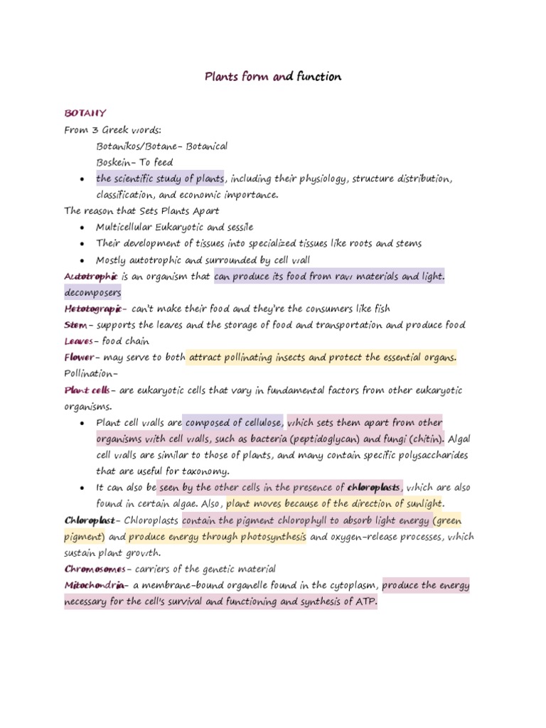 General Biology 1 - Plants Form and Fuction | PDF | Tissue (Biology ...