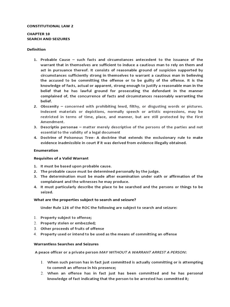 Consti Law 2 Compiled LSSB | PDF | Search Warrant | Ex Post Facto Law