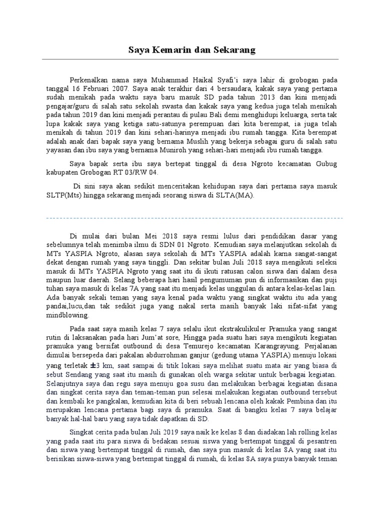 Saya Kemarin Dan Sekarang Tugas Sosiologi | PDF