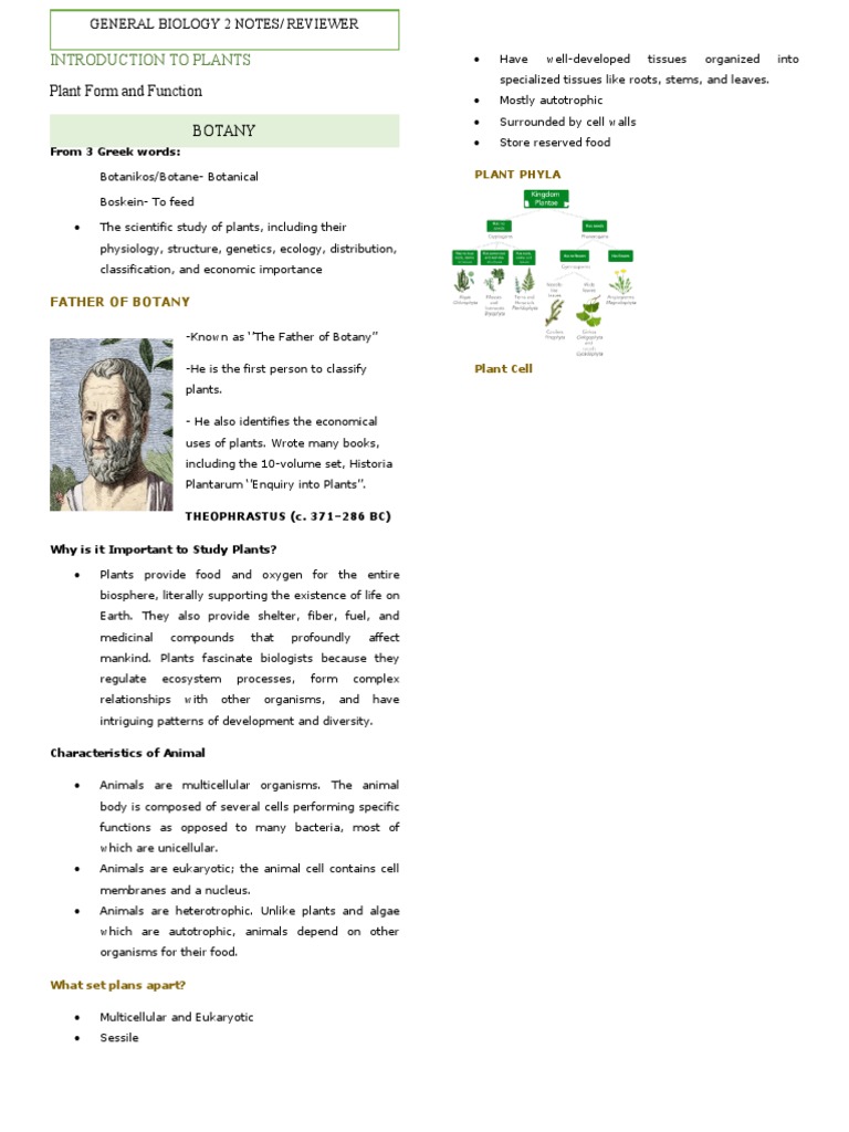 General Biology 2 Reviewer | PDF | Botany | Biology