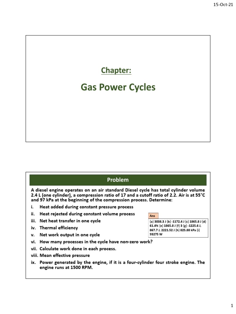 Chapter 2 Gas Power Cycle Part 3 | PDF | Diesel Engine | Engines