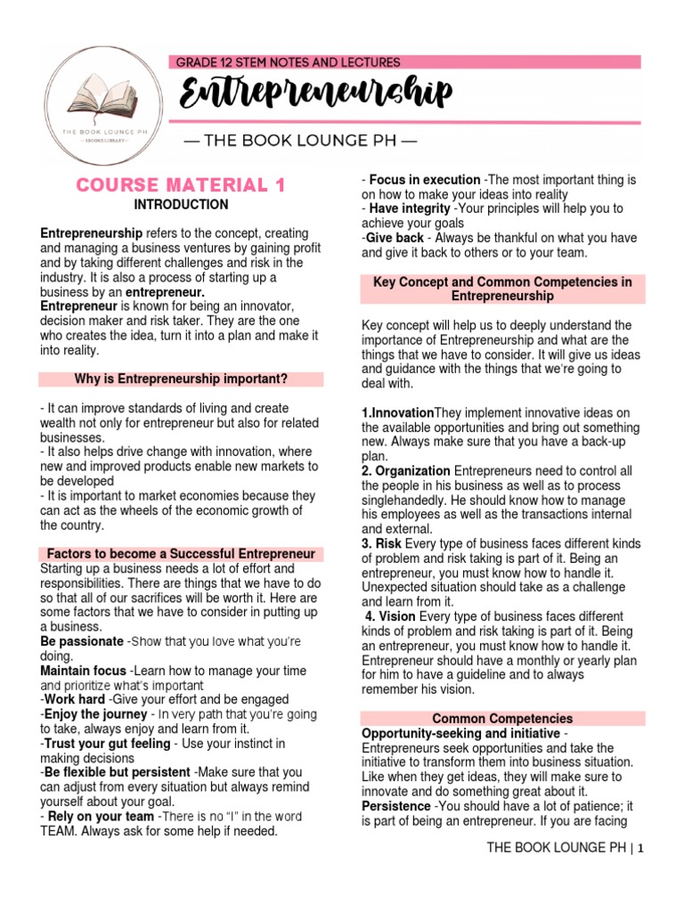 ENTREPRENEURSHIP | PDF | Entrepreneurship | Marketing