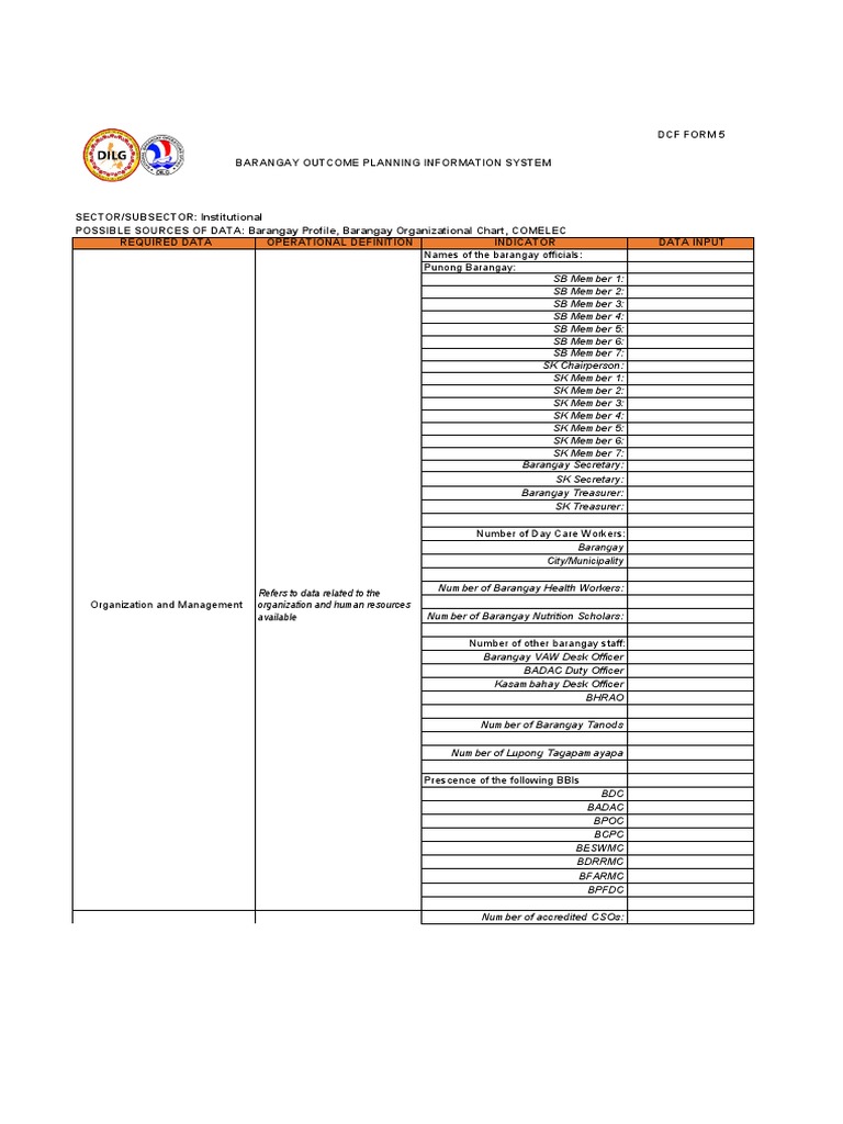 1.8 Annex 4 - Bopis DCF Form 5 | PDF | Risk | Capacity Building
