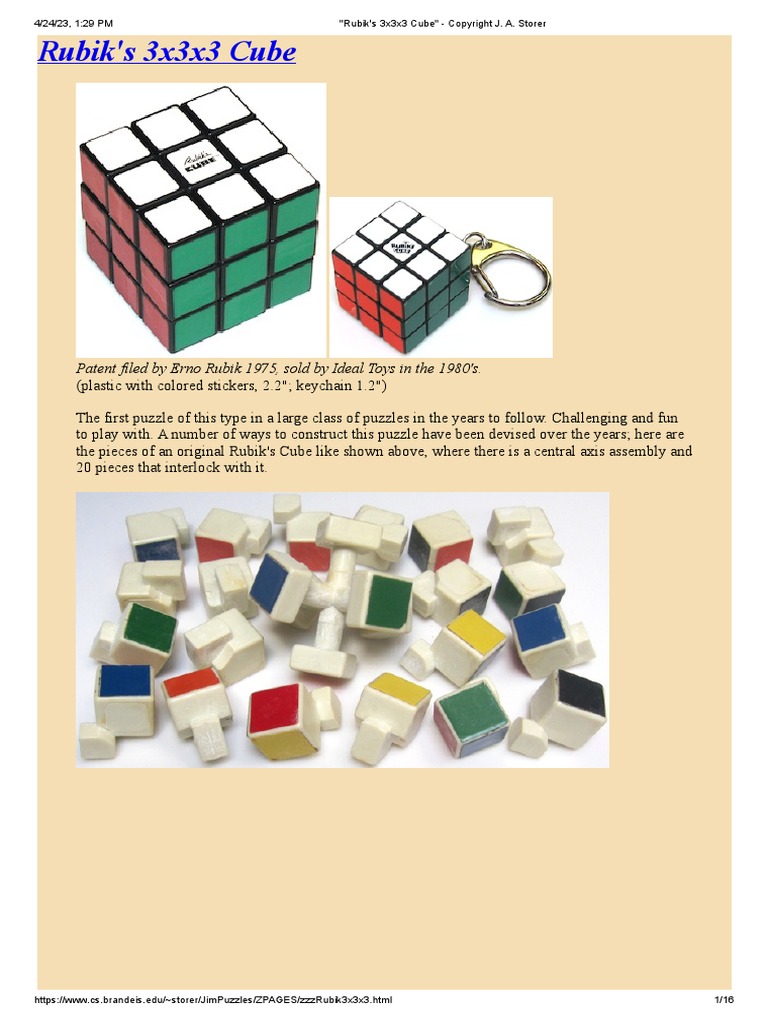 Solving Rubik's 3x3x3 Cube - Storer | PDF | Logic Puzzles | Popular Scholarship