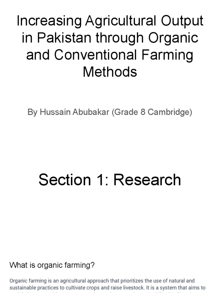 Increasing Agricultural Output in Pakistan Through Organic and ... Increasing Agricultural Output in Pakistan Through Organic and ...