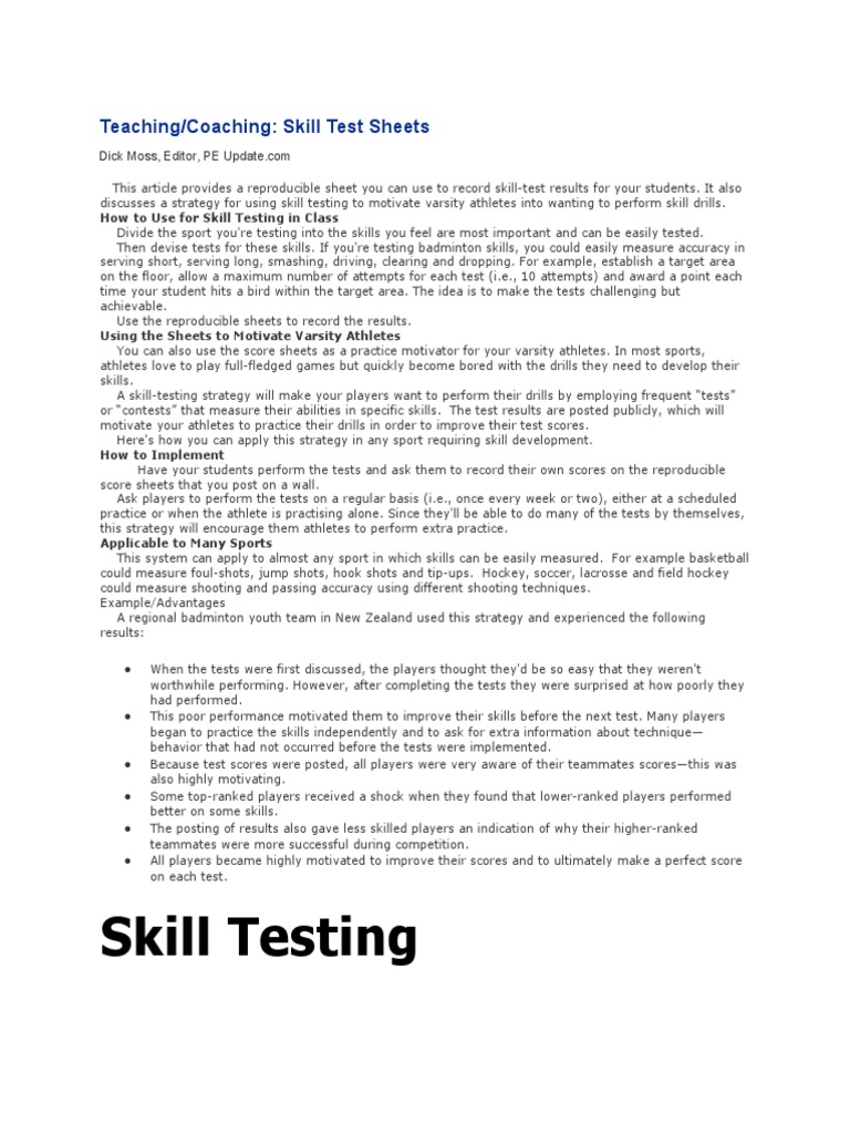 Skill Test | PDF