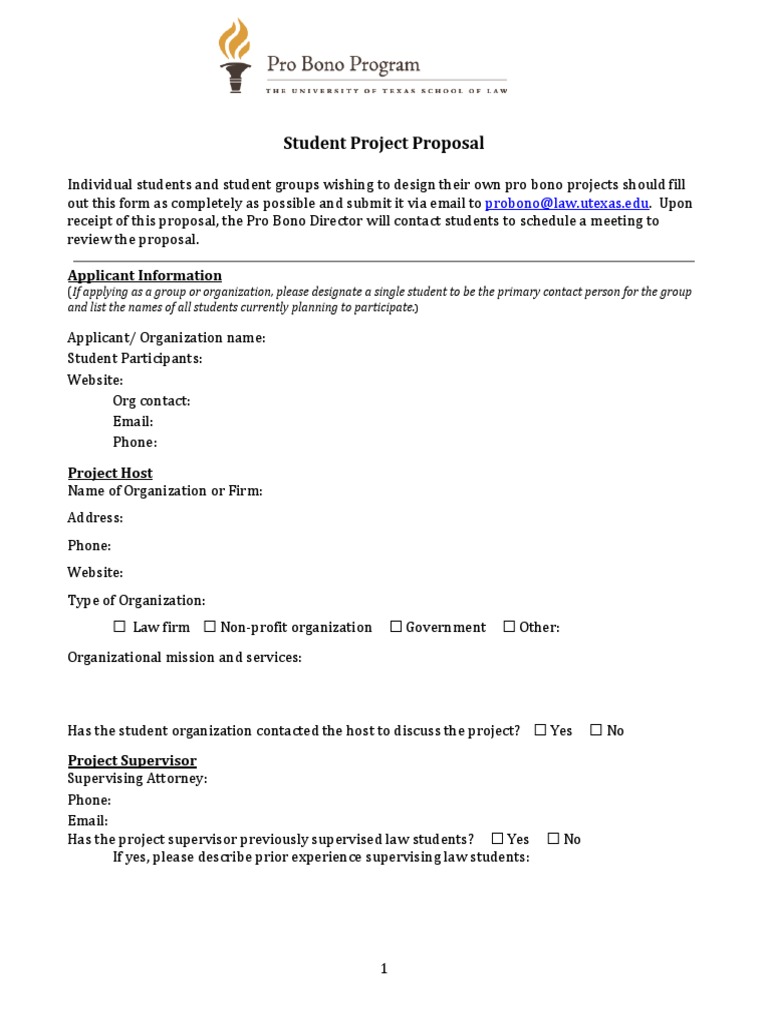 Pro Bono Project Proposal Form | PDF | Career & Growth