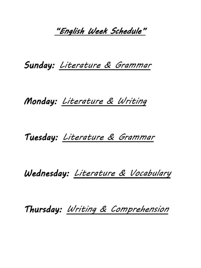 English Weekly Schedule | PDF