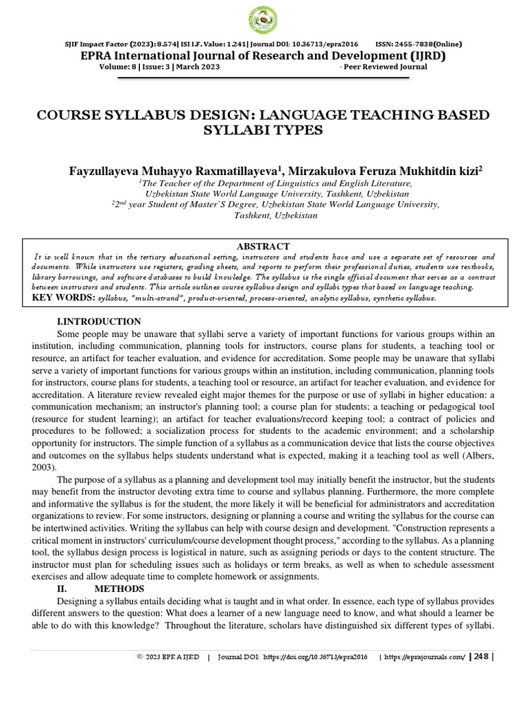 Syllabus Design | PDF | Language Education | Learning