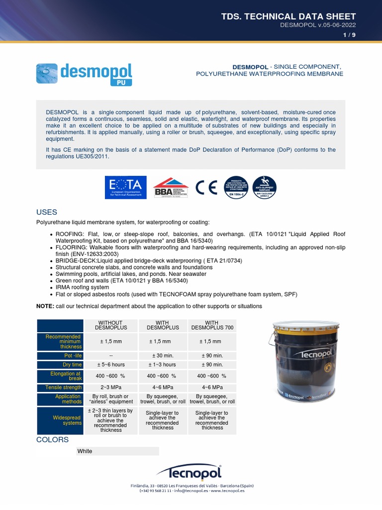 TDS en Desmopol | PDF | Epoxy | Concrete
