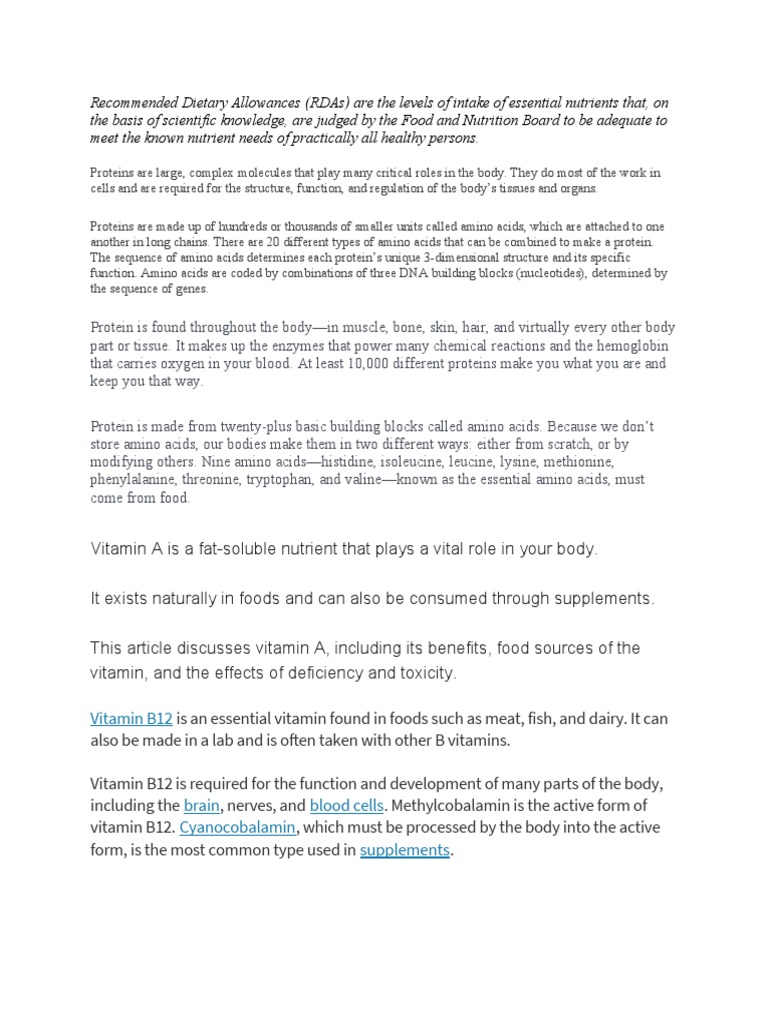 Recommended Dietary Allowances | PDF | Vitamin | Nutrients