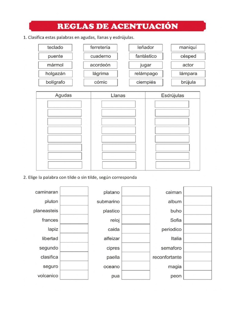 Reglas de Acentuación | PDF