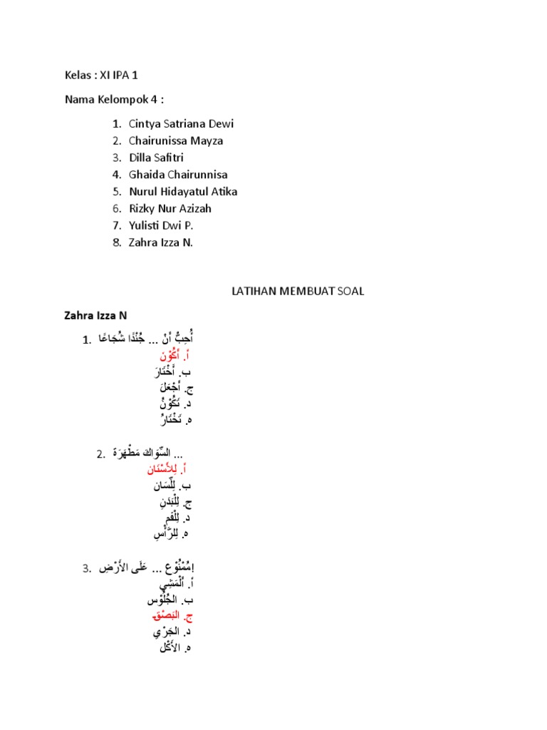 Bahasa Arab - Kelompok 4 - Xi Ipa 1 | PDF