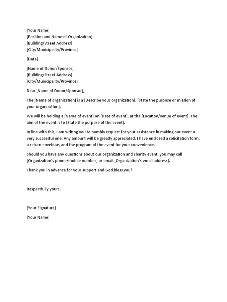 Solicitation Letter Sample | PDF