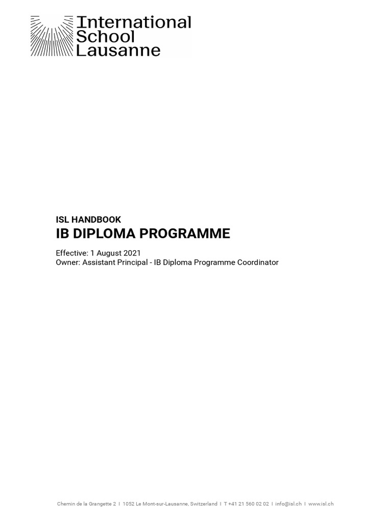 ISL IB Diploma Programme Handbook | PDF