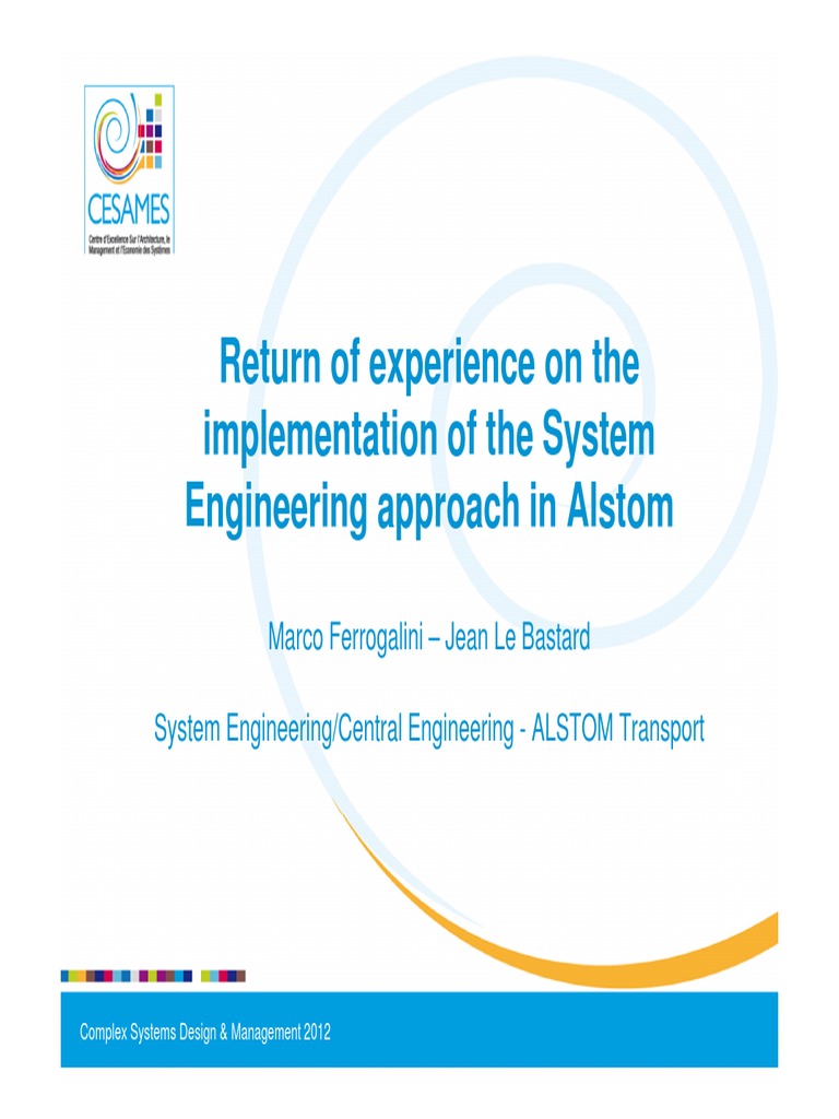Alstom's System Engineering Insights | PDF | Systems Engineering | System