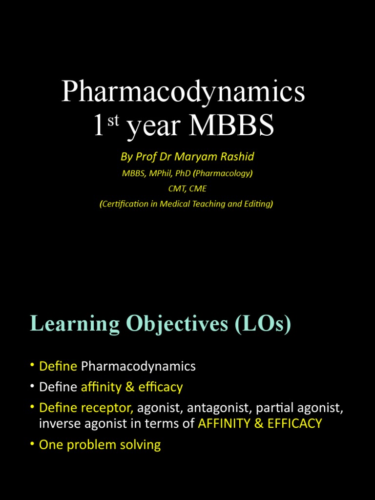 Pharmacodynamics 1st Year MBBS | PDF | Ligand (Biochemistry) | Receptor (Biochemistry)