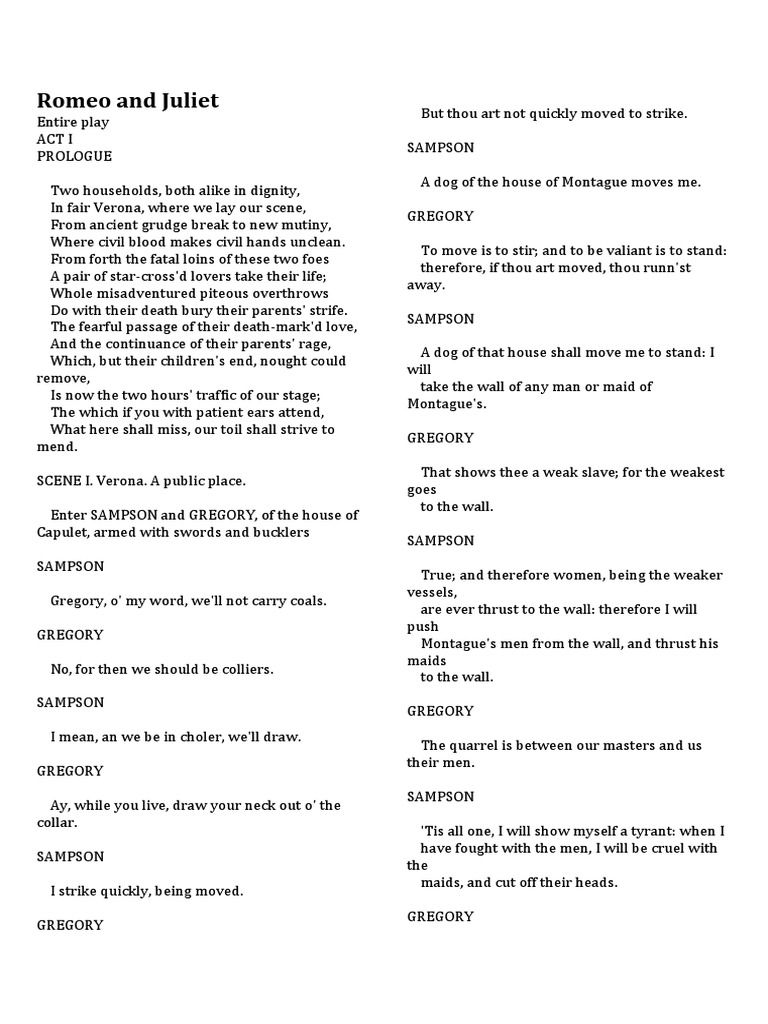 Romeo and Juliet Full Text v2 | PDF
